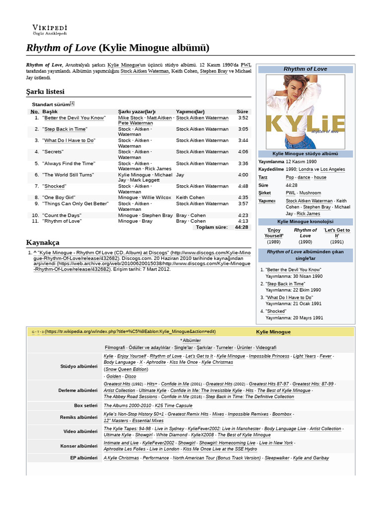 Rhythm of Love (Kylie Minogue Albümü) | PDF