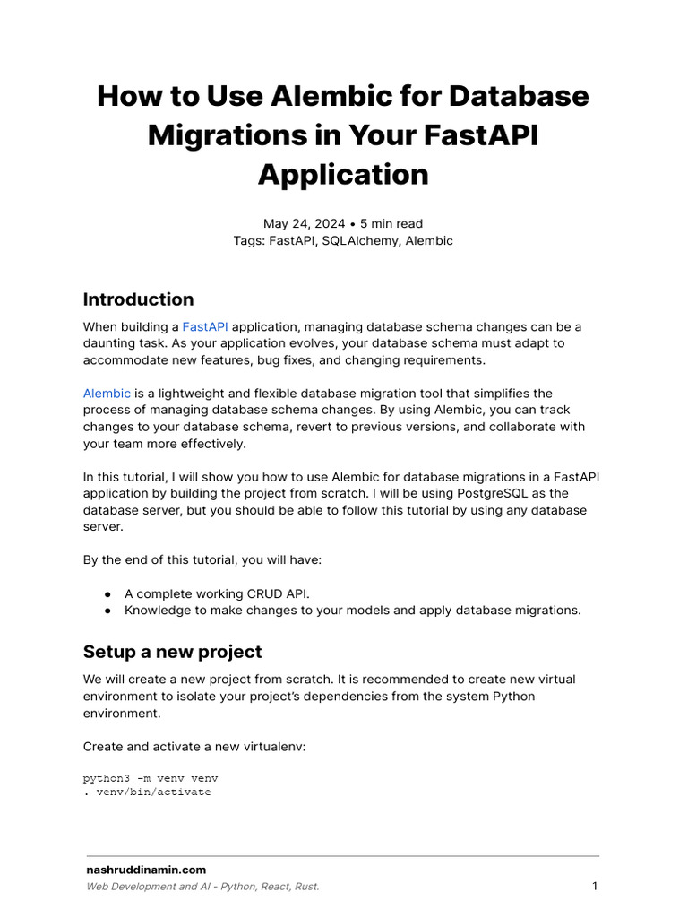 How To Use Alembic For Database Migrations in Your FastAPI Application ... How To Use Alembic For Database Migrations in Your FastAPI Application ...