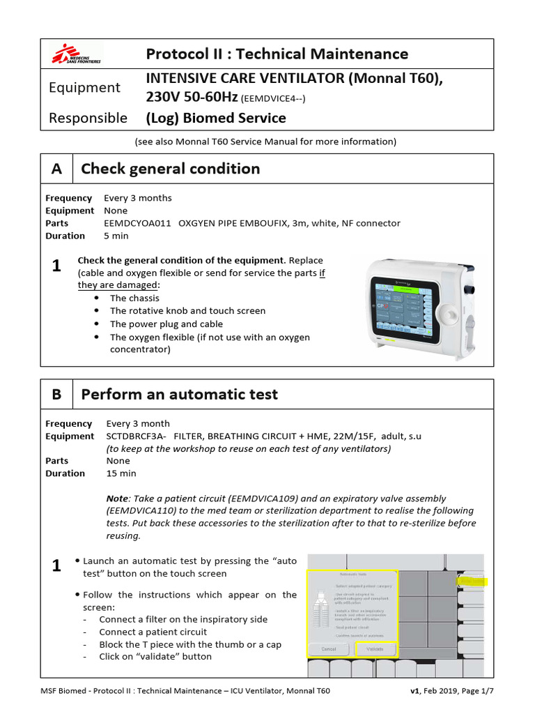Intensive Care Ventilator Monnal t60 Protocol II | PDF | Intensive Care Unit | Equipment