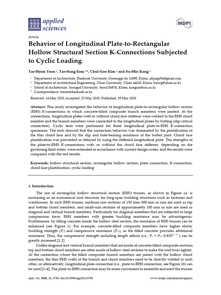 Behavior of Longitudinal Plate-to-Rectangular Holl | PDF | Truss ...