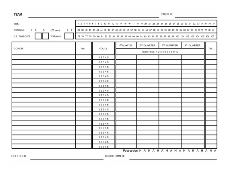 1 - Scoresheet | PDF