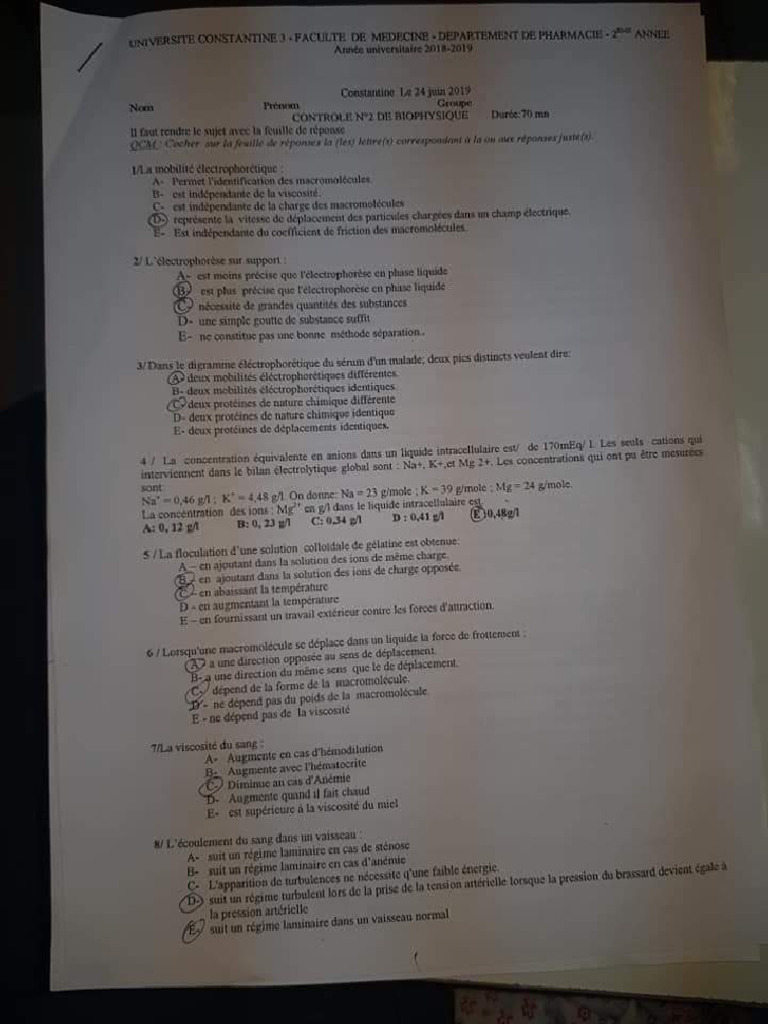 Pharm 2an25 Emd2 Biophysique2019 | PDF