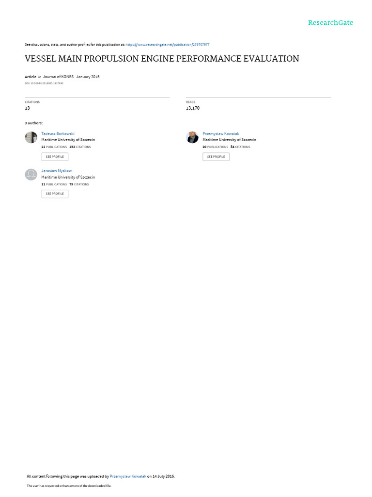 VESSEL_MAIN_PROPULSION_ENGINE_PERFORMANCE_EVALUATI | PDF | Engines ...