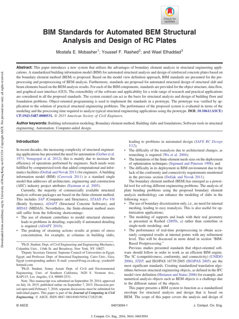 Elhaddad Et Al 2015 Bim Standards for Automated Bem Structural Analysis ...