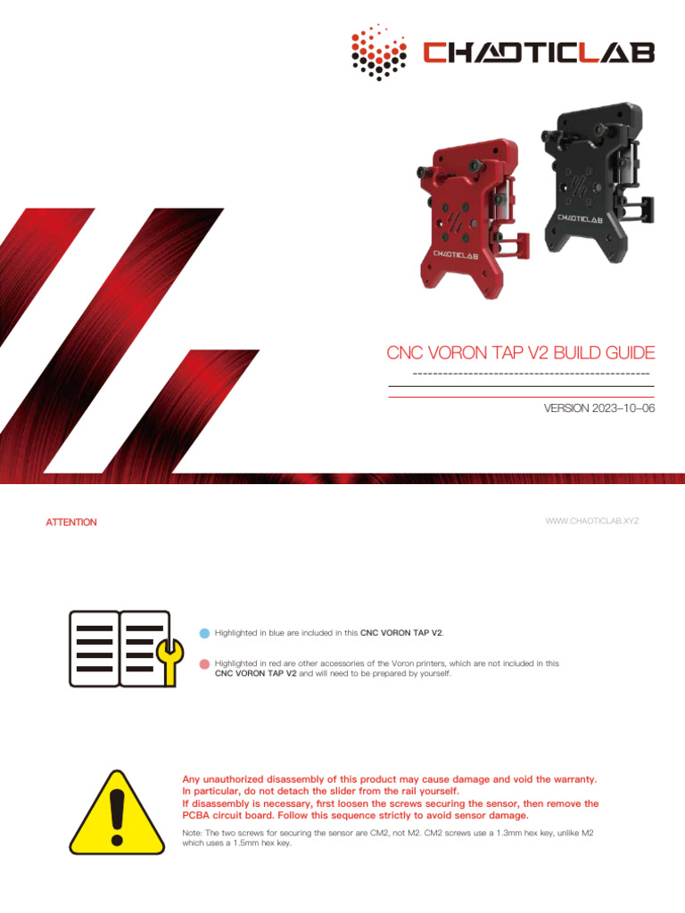 CNC Voron Tap V2 Build Guide 20231013 | PDF | Screw | Bearing (Mechanical)