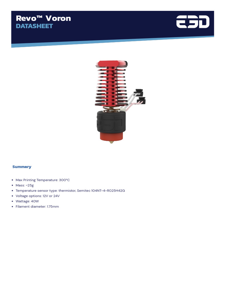 Revo Voron Datasheet E3D Help Centre | PDF