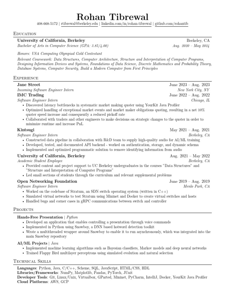 Resume Sample | PDF | Software | Deep Learning
