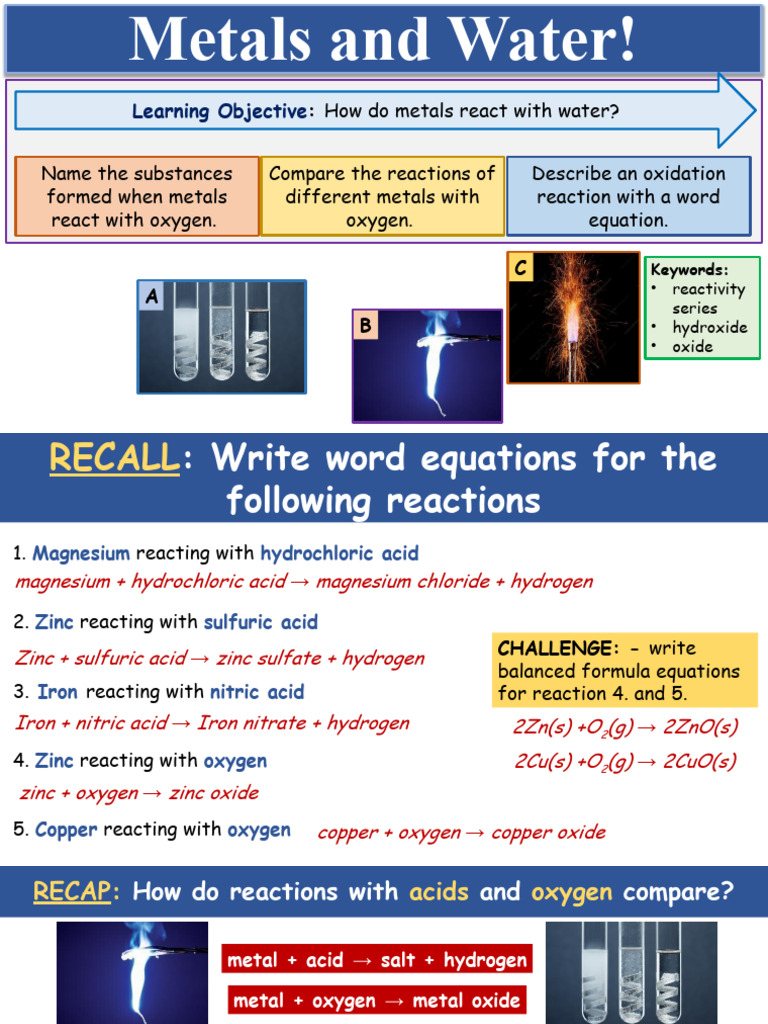 3.3-Metals and Water | PDF | Magnesium | Chemical Reactions