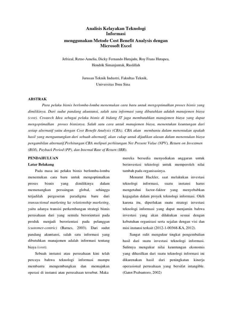 Jurnal-Cost-Benefit-Analysis (Kelompok 6) | PDF