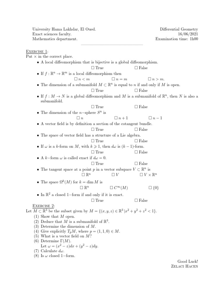 Ex | PDF | Vector Space | Differential Form