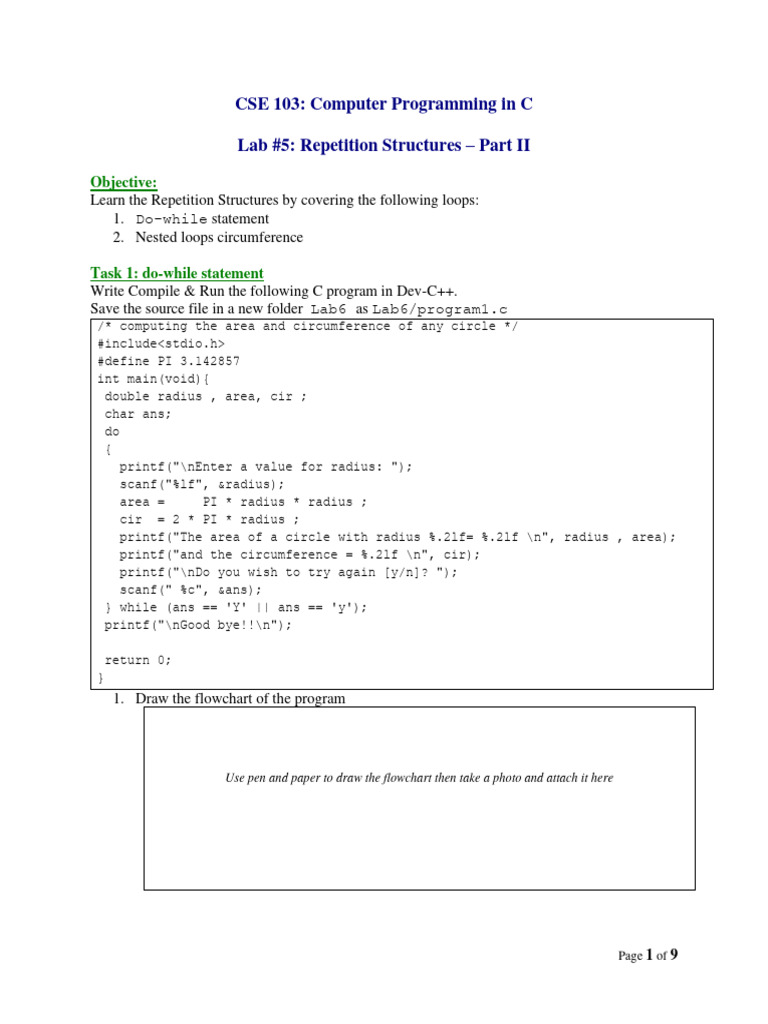 Lab-6-RepetitionControlStructures - Part II | PDF | Control Flow | Computer Programming