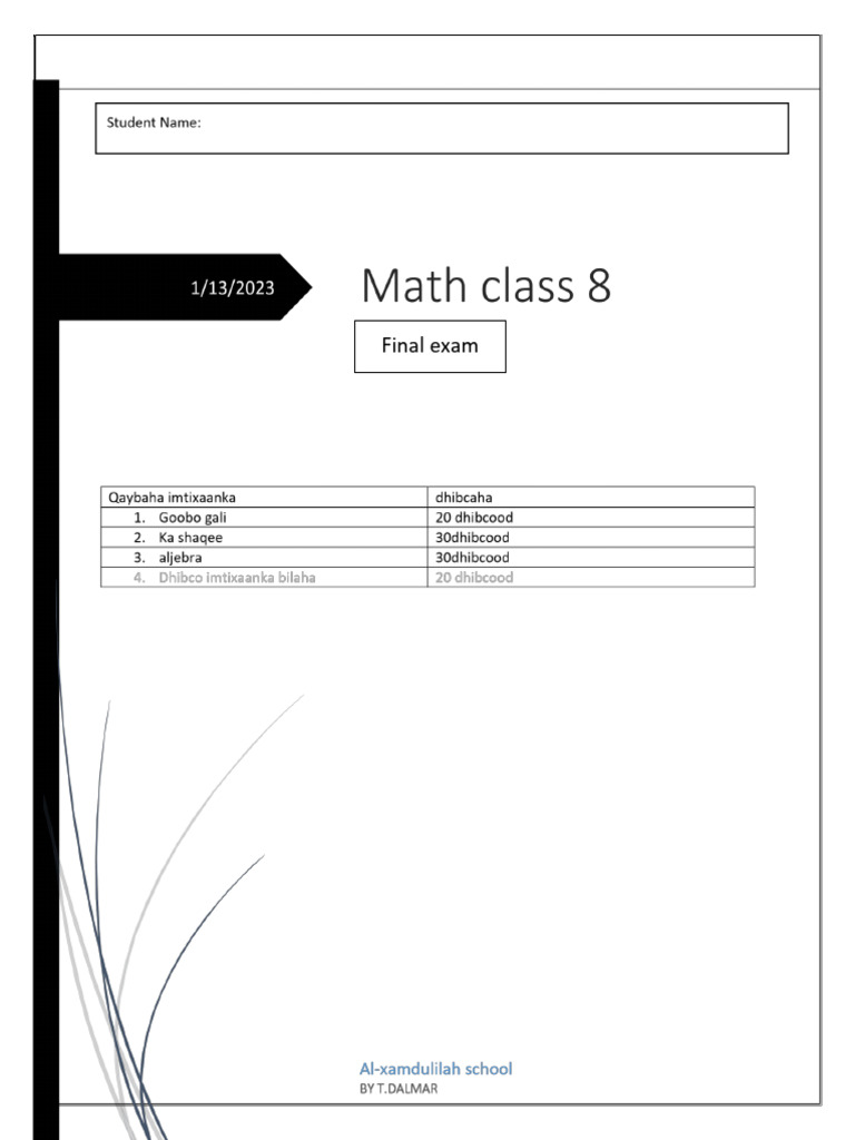 Class Eight Math | PDF