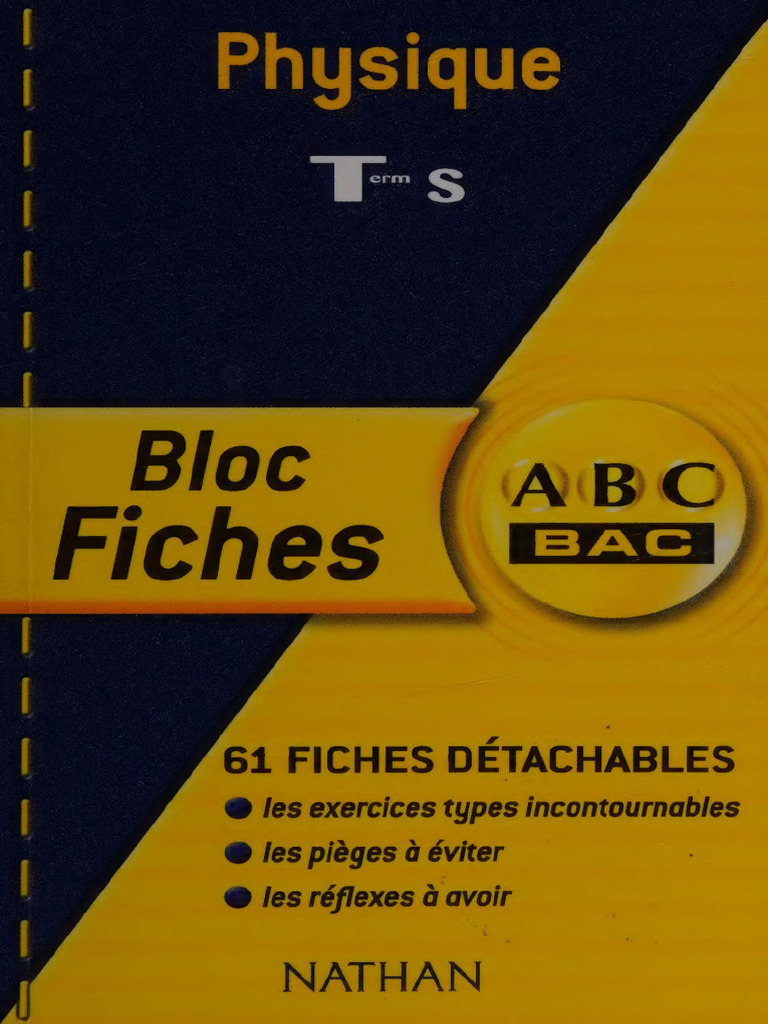 Bloc Fiches - Physique - Terminale - France - 2002 | PDF