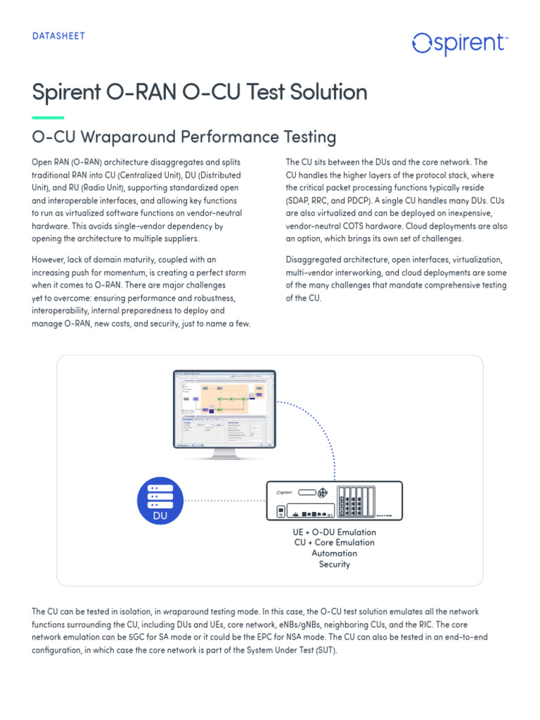 Spirent O-RAN O-CU Testing Overview | PDF | Computing | Digital Technology