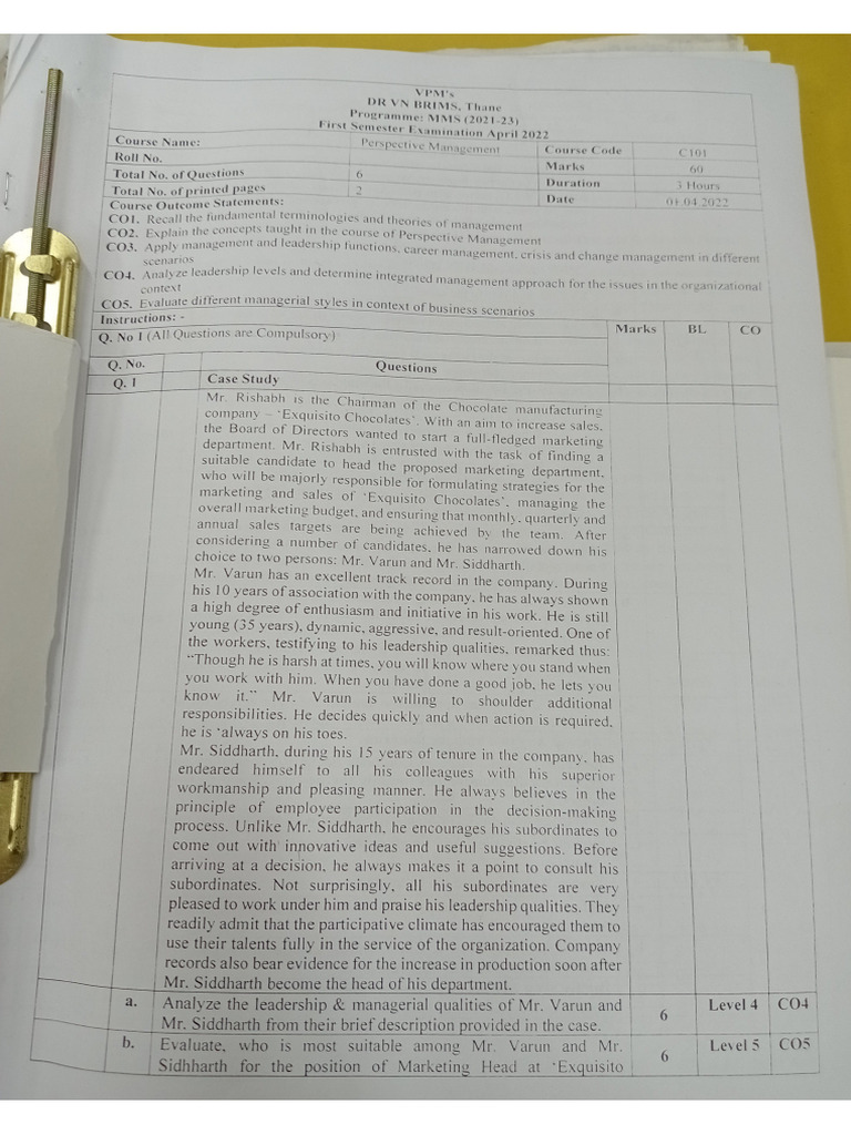 Last Year Question Paper | PDF