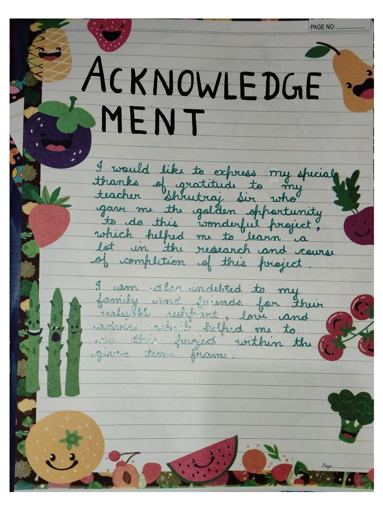 Acknowledgement for Project File | PDF