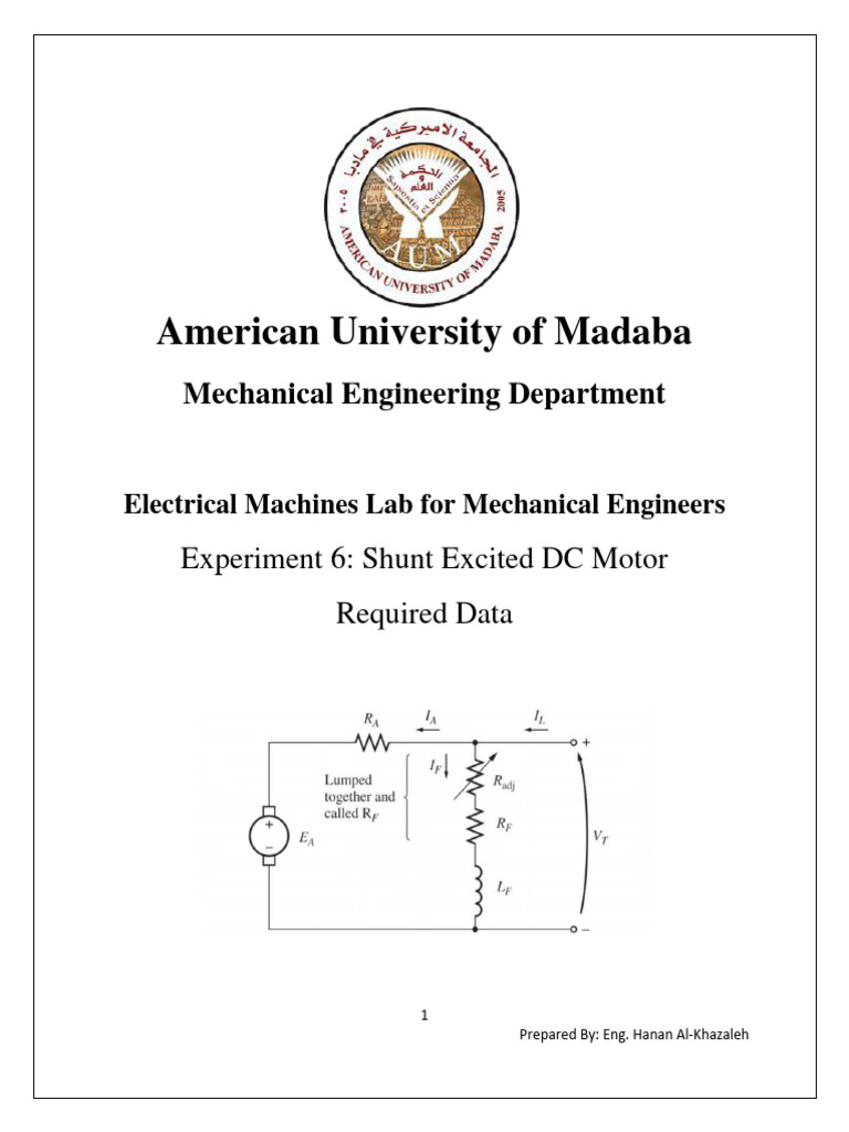 Shunt Excited DC Motor Characteristics | PDF | Magnetic Devices ...