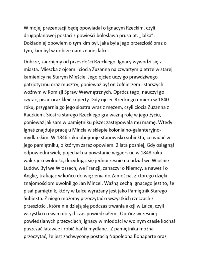 Lalka Rzecki Stach | PDF