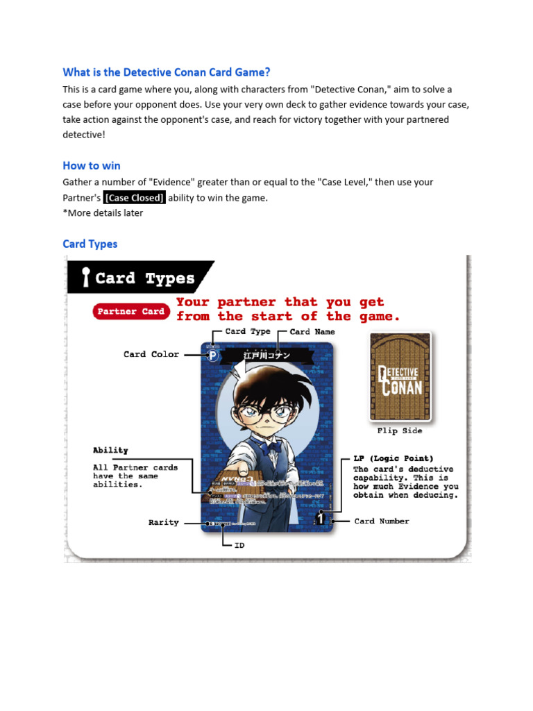 Conan TCG Translated Rule Manual | PDF | Playing Cards | Games Of Chance