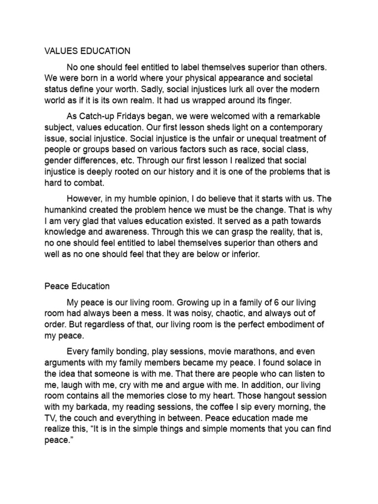 Values Education | PDF | Prayer