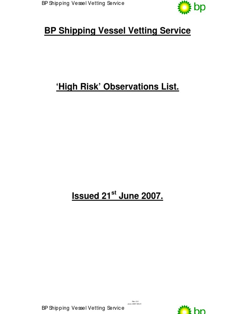 BP High Risk Observation | PDF | Water Transport | Industries