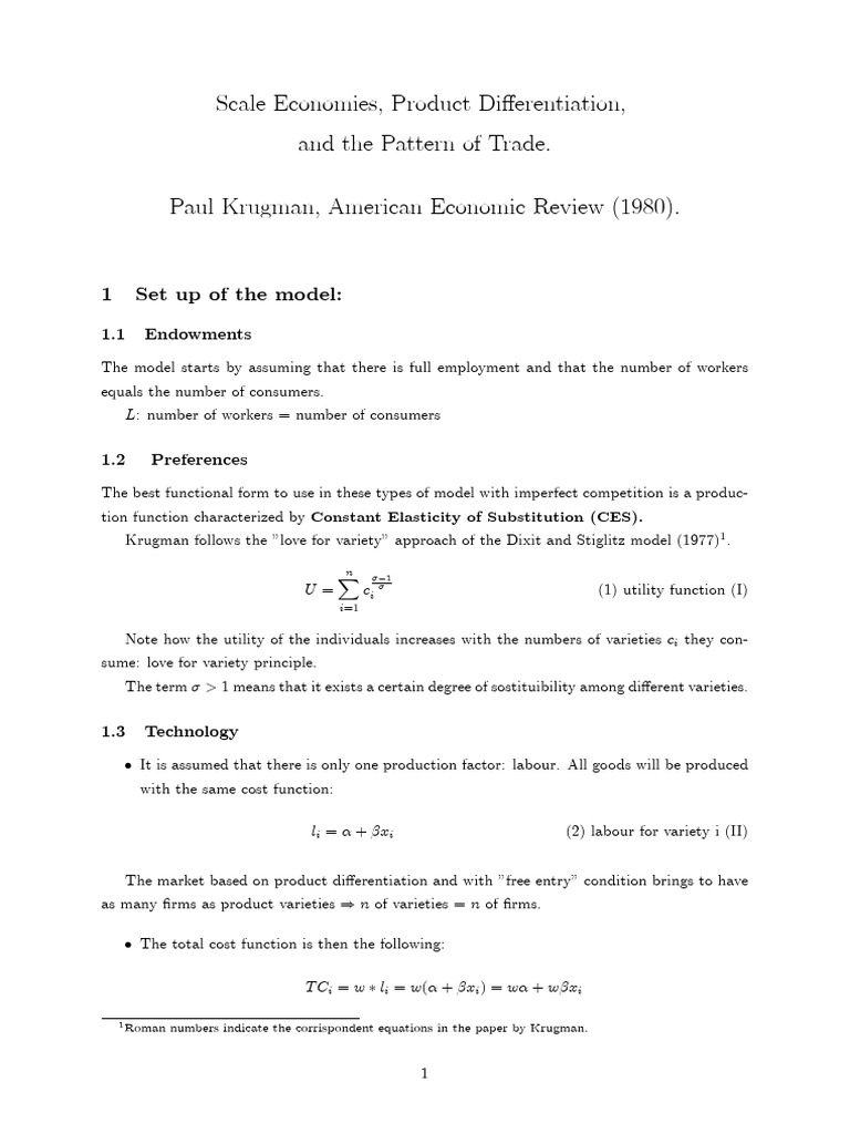 Krugman's Trade Model: AR and MR Relations | PDF | Labour Economics ...
