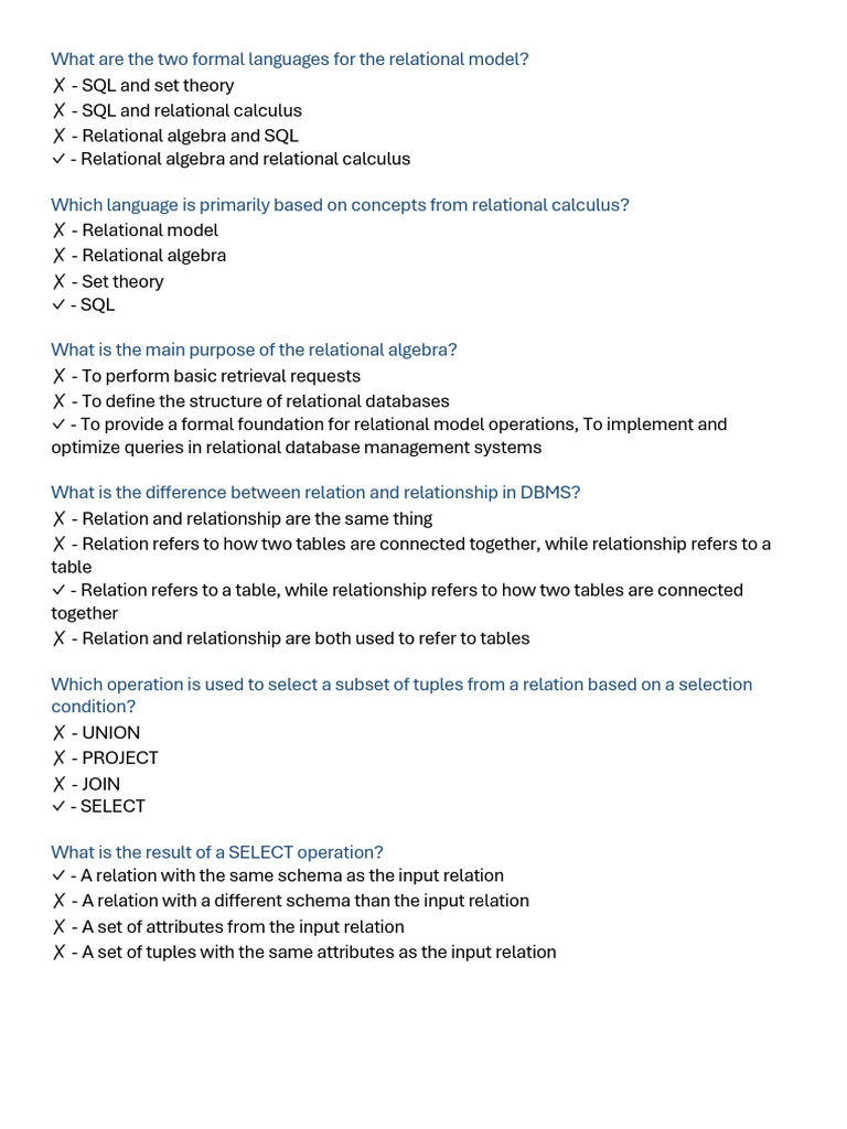MCQ Lec1 (RelationalAlgebra) | Download Free PDF | Relational Model | Relational Database