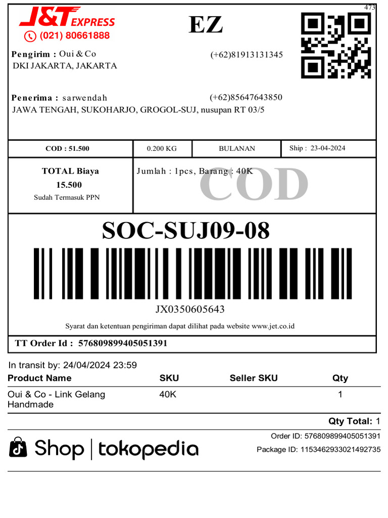 Contoh Cetak Resi | PDF