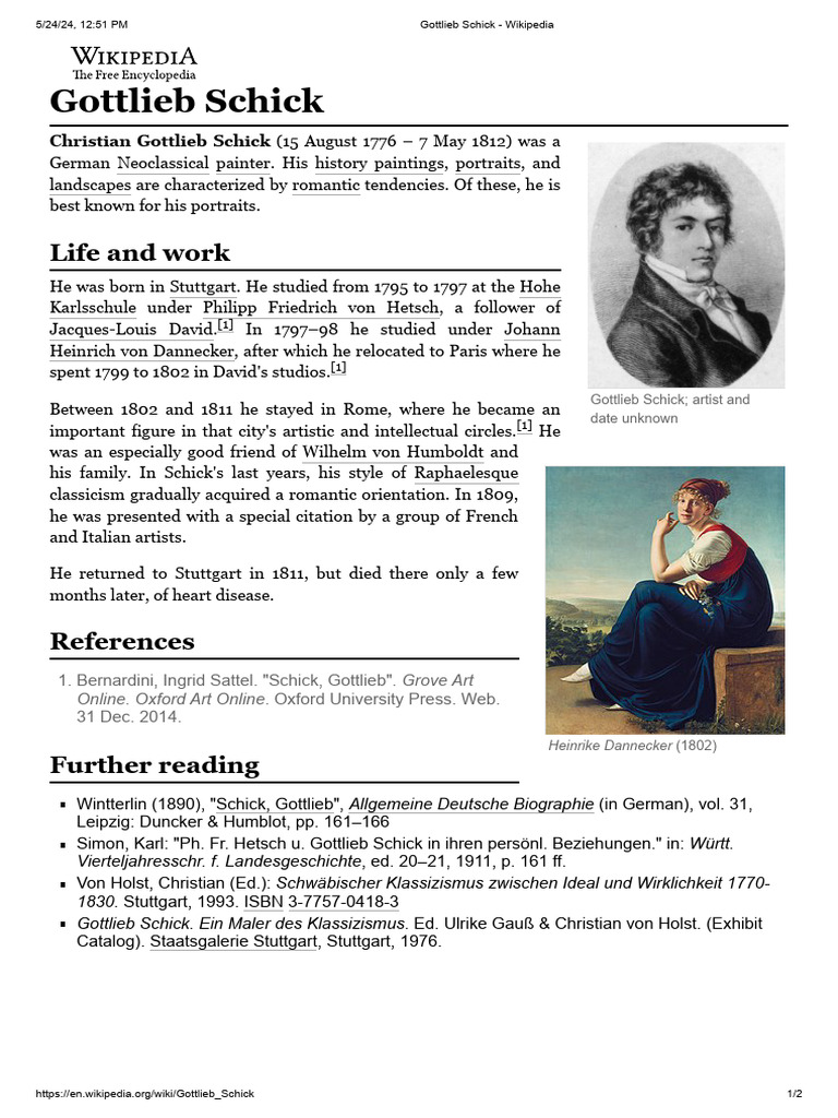 Gottlieb Schick - Art | PDF | History