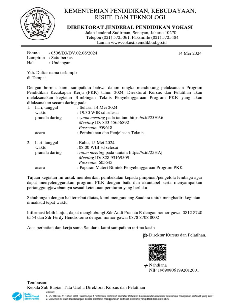 Undangan Peserta Daring Bimtek | PDF