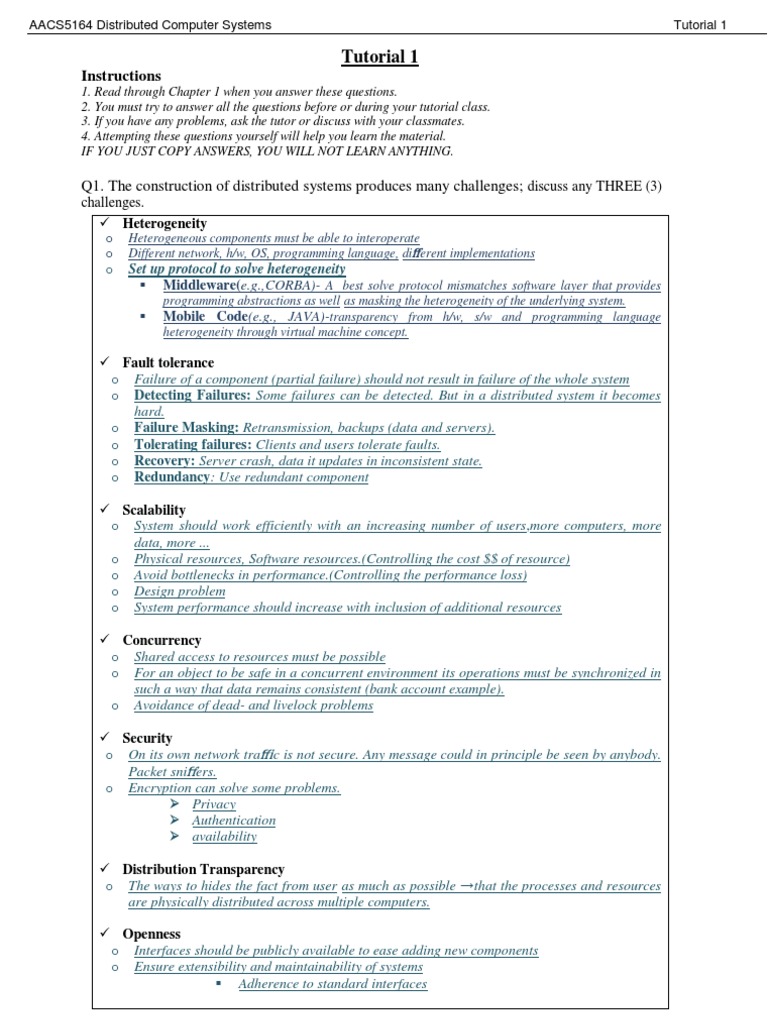 DCS-Tutorial 1 (Answer) | PDF | Distributed Computing | Peer To Peer