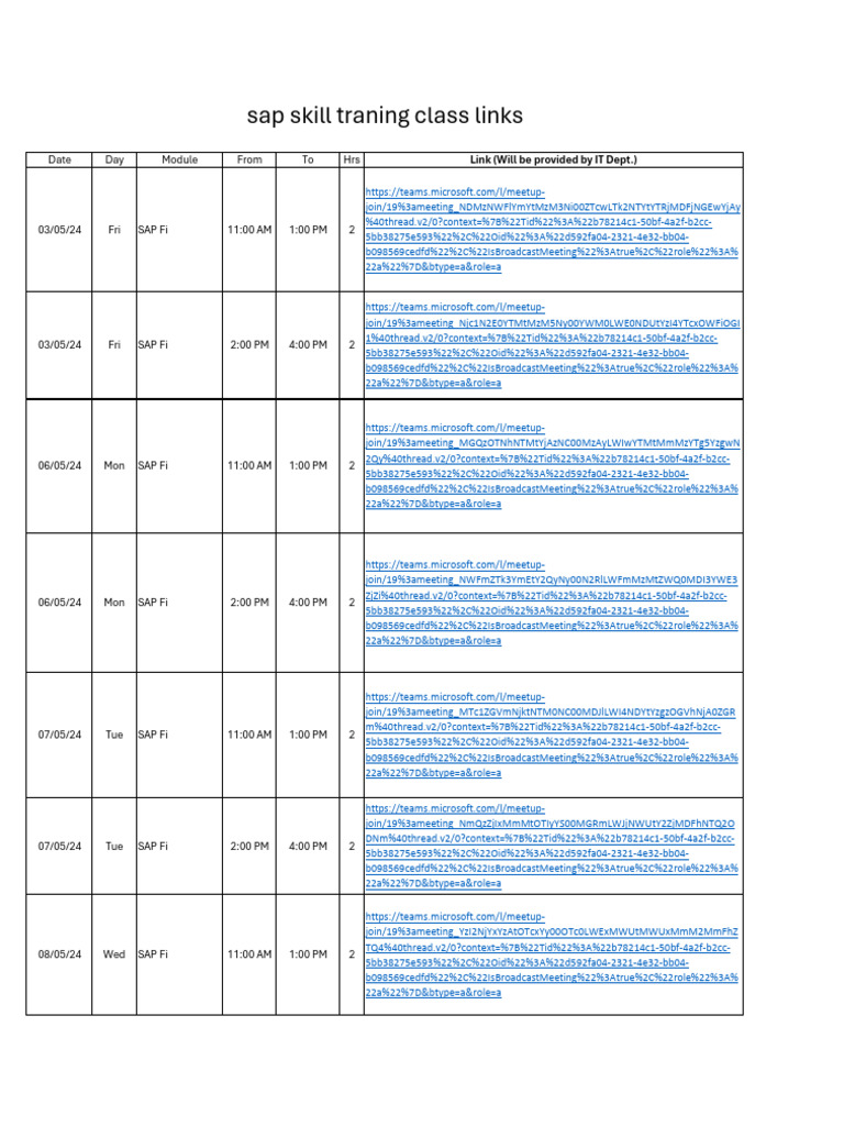 SAP Fi Training Schedule May 2024 | PDF | Computers