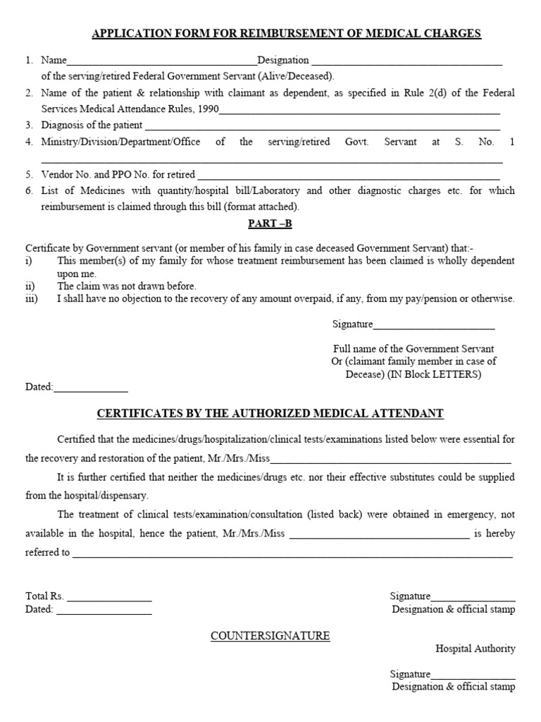 Medical Reimbursement Application Form | PDF | Hospital | Public Services