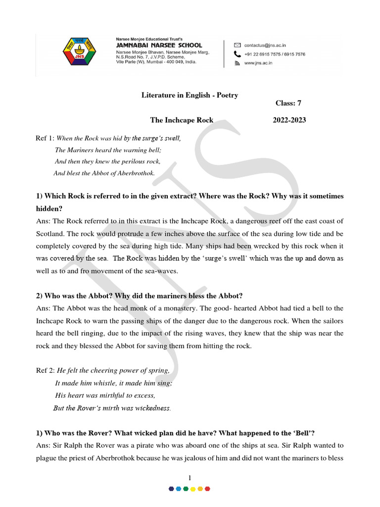 The Inchcape Rock - NOTES | PDF