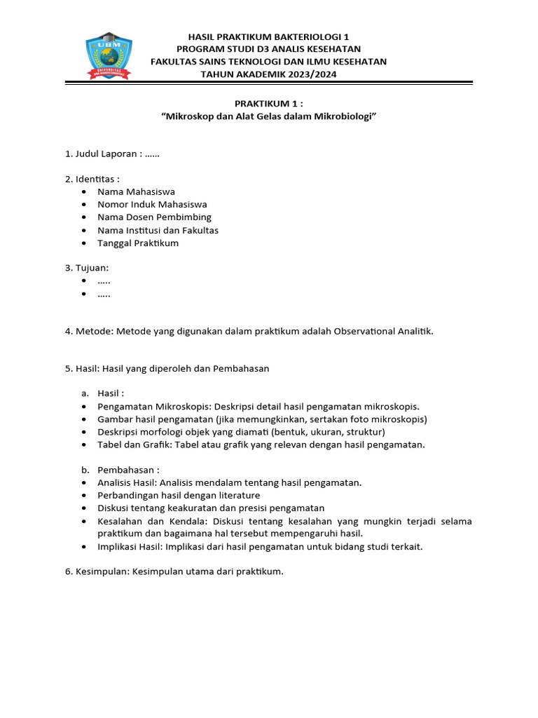 Laporan Praktikum Bakteriologi 1 | PDF | Sains & Matematika | Komputer