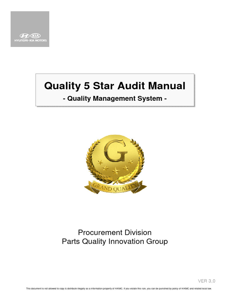 HMMC - Quality 5 Star Audit Manual - (120504 - ) - Manual | PDF | Audit ...