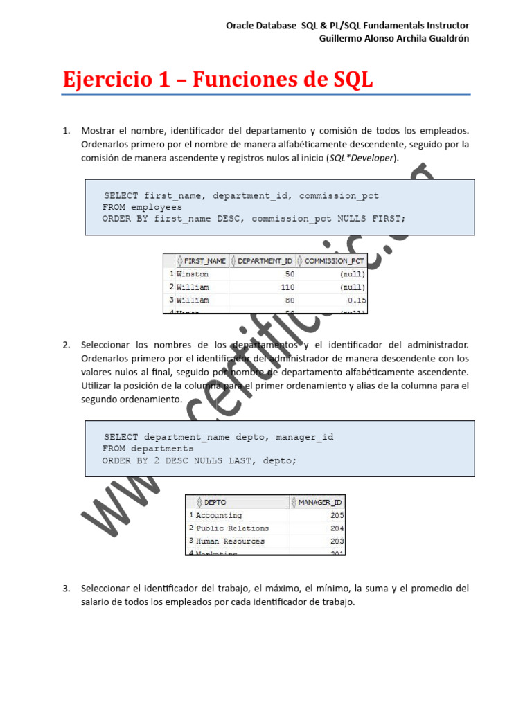 Ejercicios ADSO Oracle1 | PDF | SQL | Informática