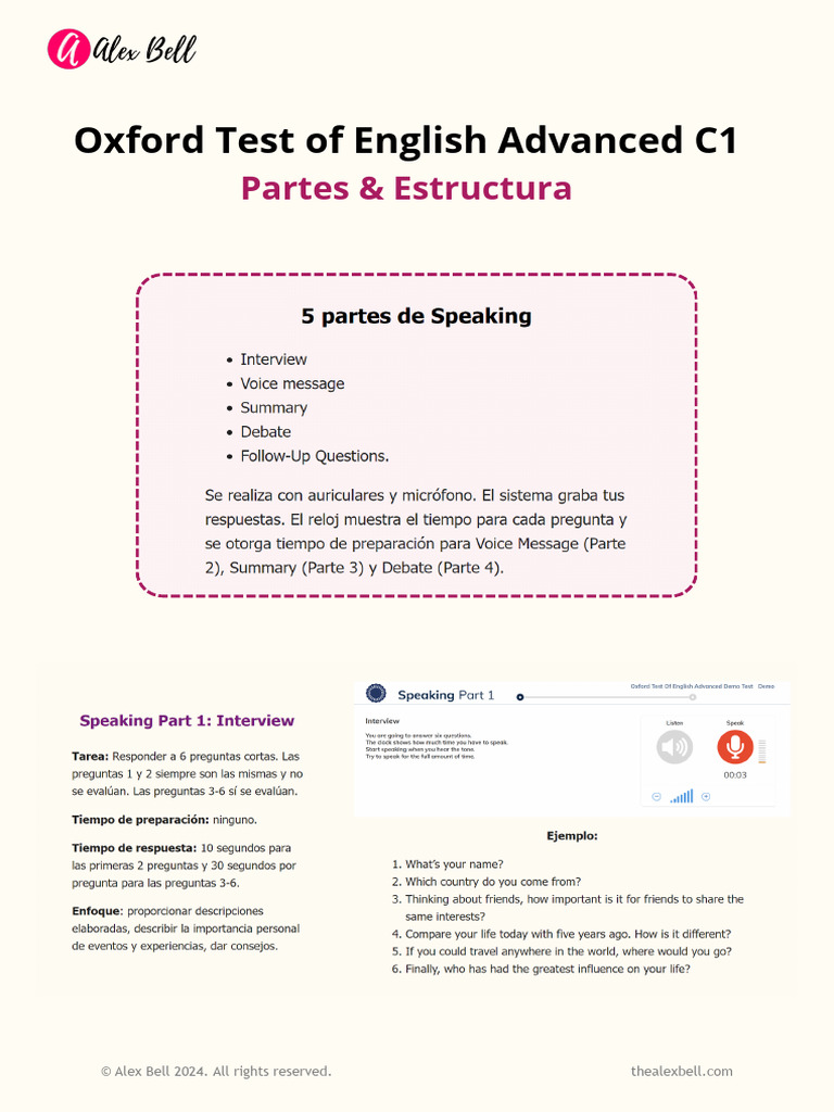 Oxford Test of English Advanced C1 - Partes y Estructura | PDF