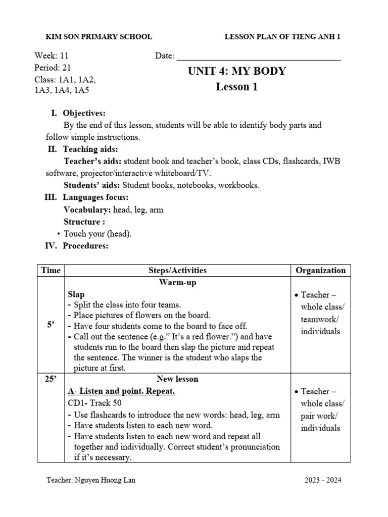 Lesson Plan ISS1_U4L1 | PDF | Behavior Modification | Cognition