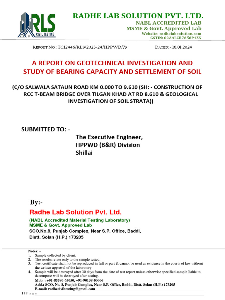 Geotechnical Investigation Report | PDF | Drill