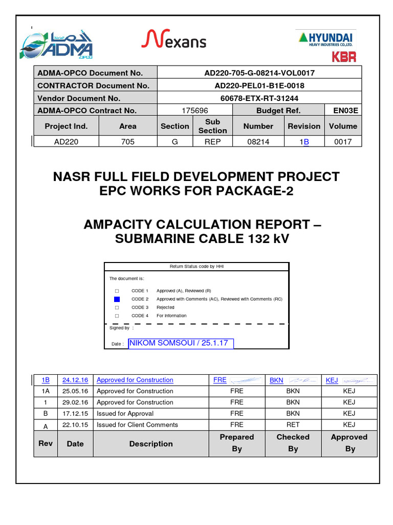 Subsea Cable Sizing400Sq - MM | PDF | Electrical Resistance And ...