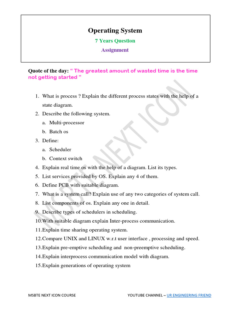 OSY 7 Years Assignment (1, 2 & 3) | PDF | Operating System | Thread (Computing)