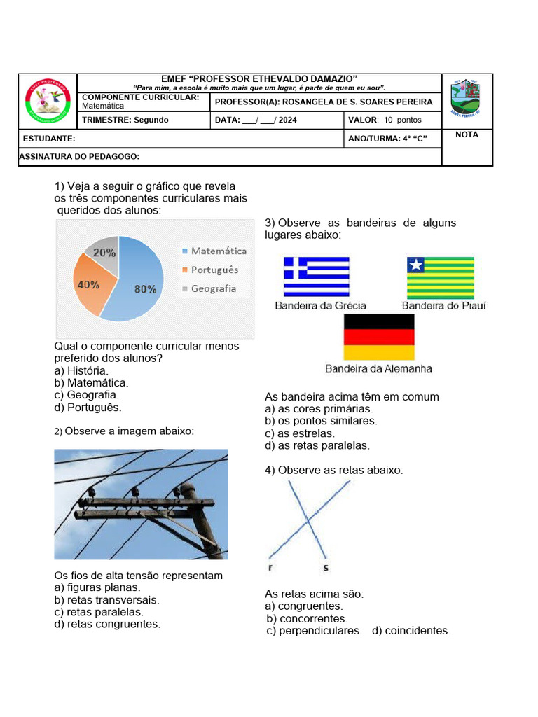 simulado de matemática 2 trime | PDF