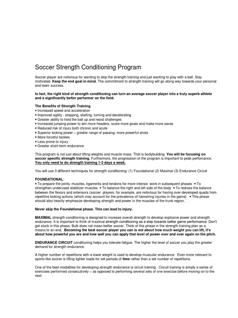 soccer_strength_condition | PDF | Strength Training | Management Of Obesity