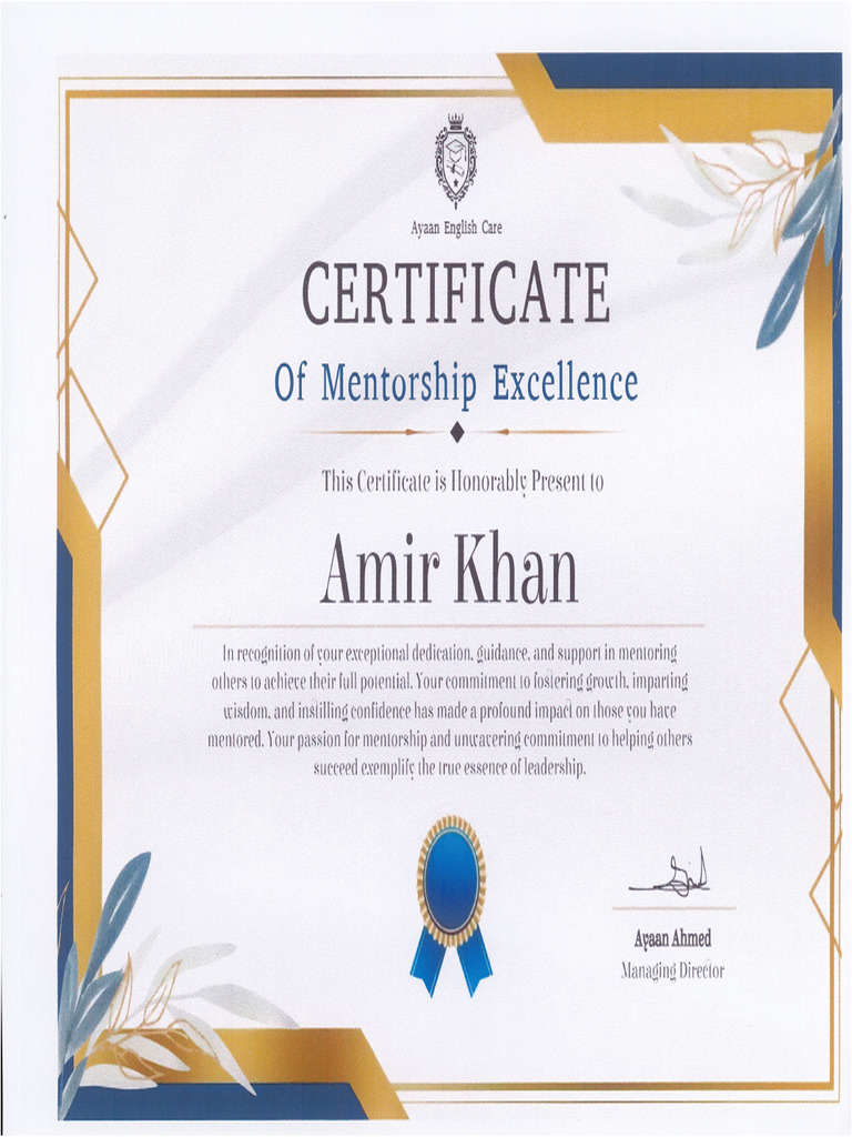 Mentorship Certificate | PDF