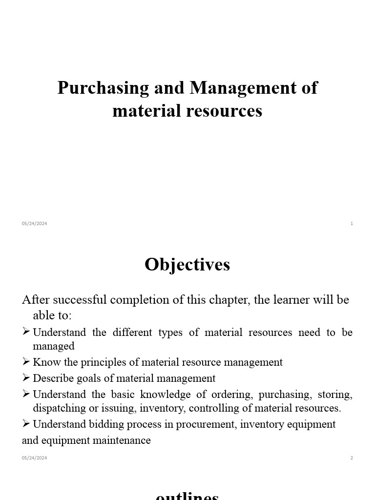Material Resource Management Essentials | PDF | Procurement | Prices