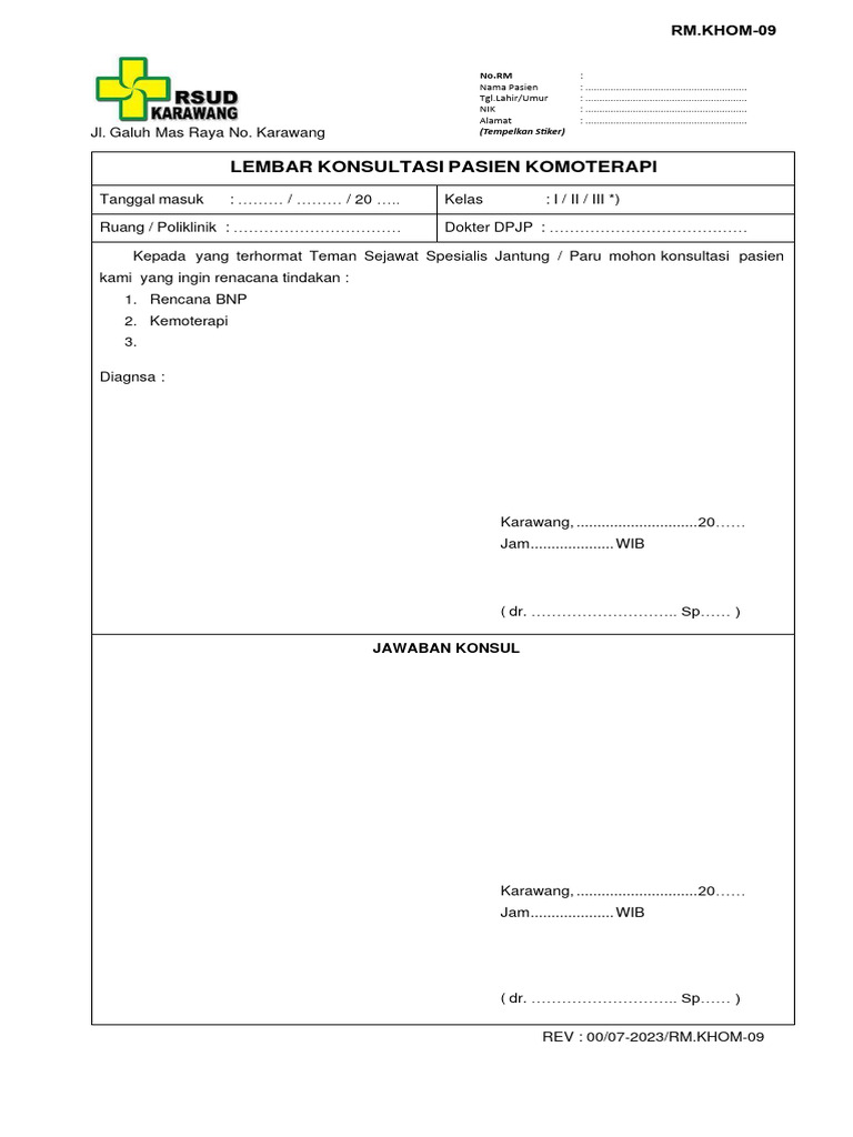 RM - Khom Lembar Konsultasi | PDF