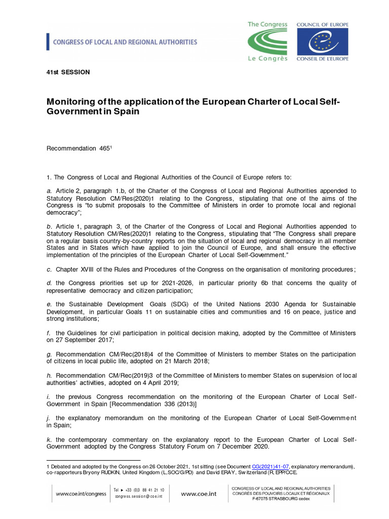 Monitoring Local Self-Government in Spain | PDF | Government | Justice