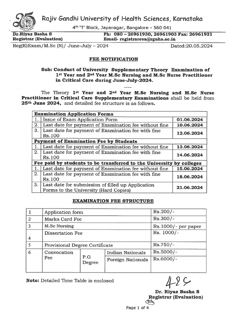 PG Notification & Time Table | PDF