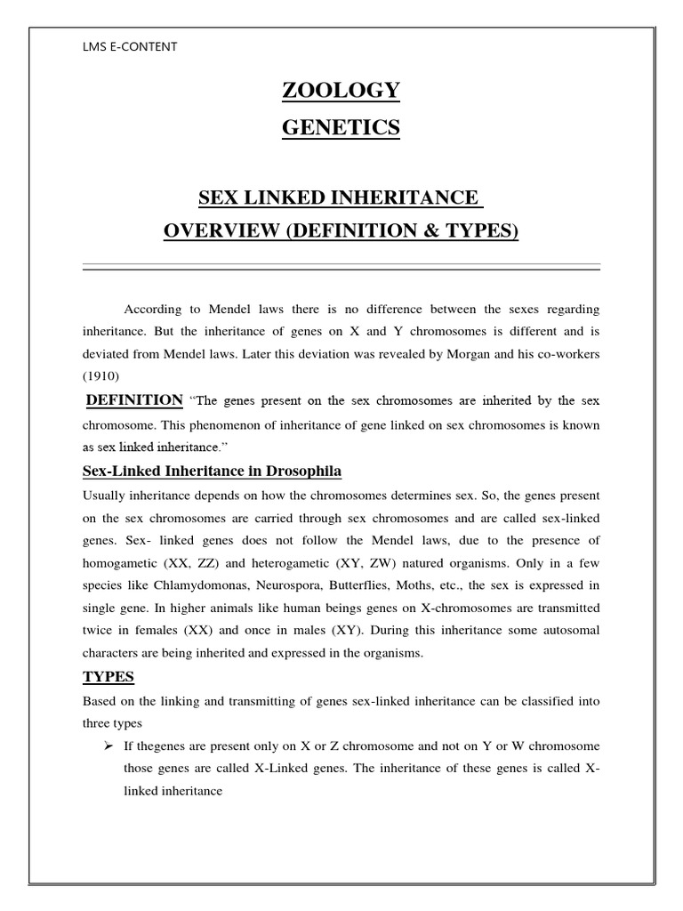 Semester 3 Sex Linked Inheritance Pdf Sex Drosophila Melanogaster
